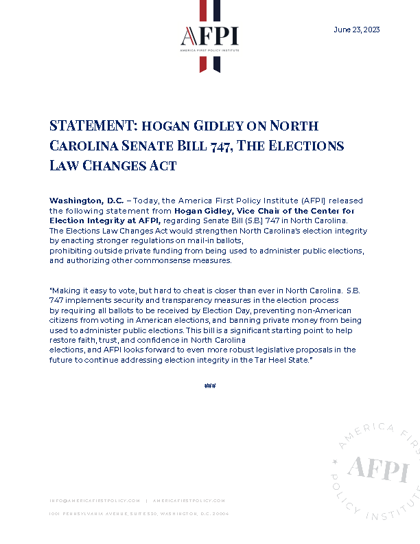 STATEMENT: Hogan Gidley on North Carolina Senate Bill 747, The ...