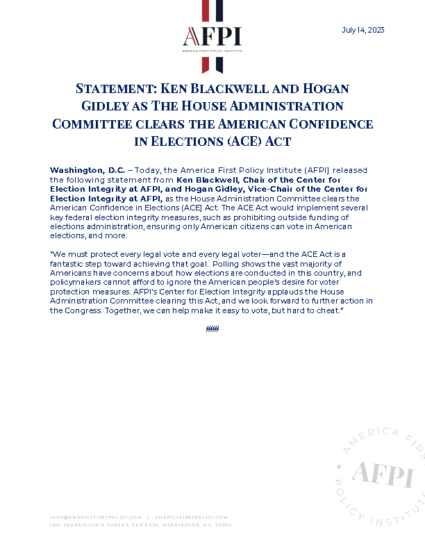 STATEMENT: Ken Blackwell and Hogan Gidley as The House Administration ...