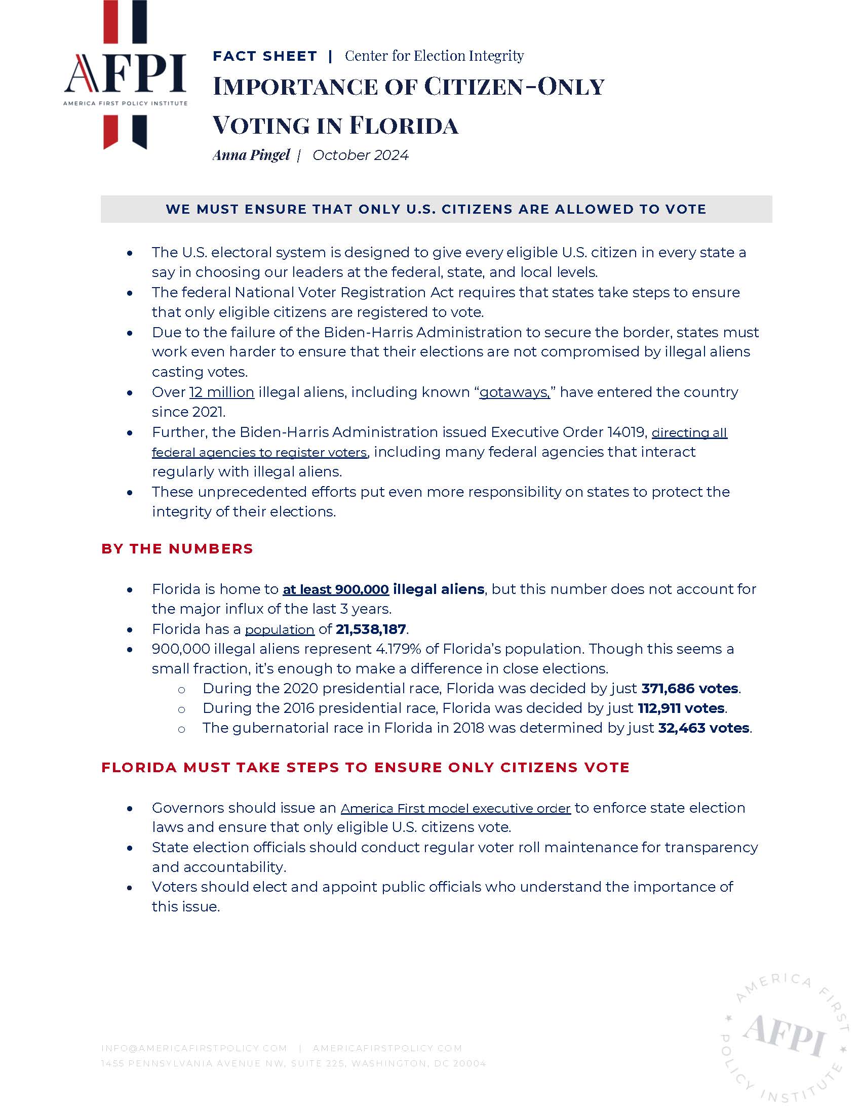Importance of Citizen-Only Voting in Florida | Fact Sheet | Criminal ...
