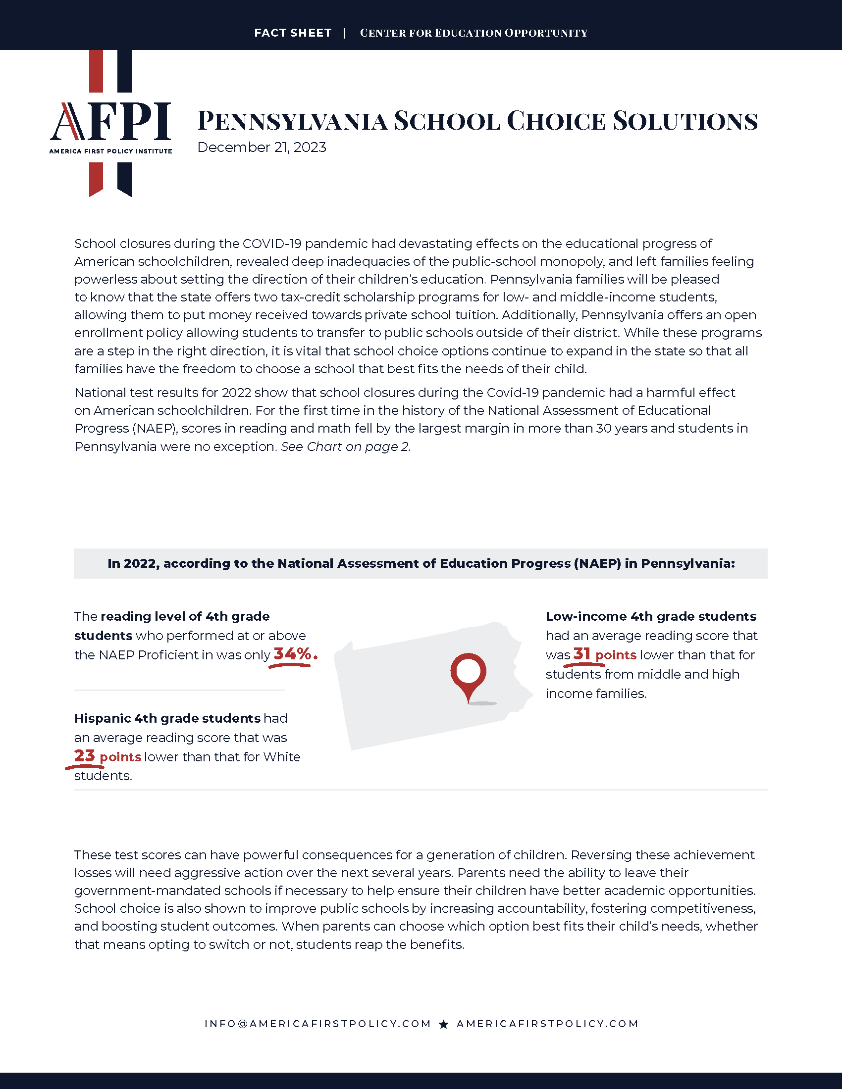Pennsylvania School Choice Solutions | Fact Sheet | Education